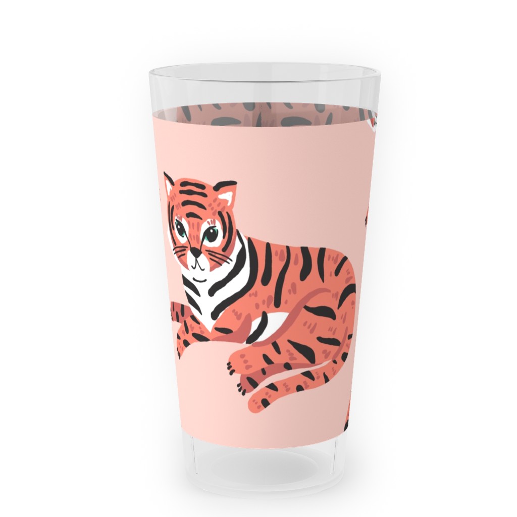 Jungle Tigers - Blush and Coral Outdoor Pint Glass | Shutterfly