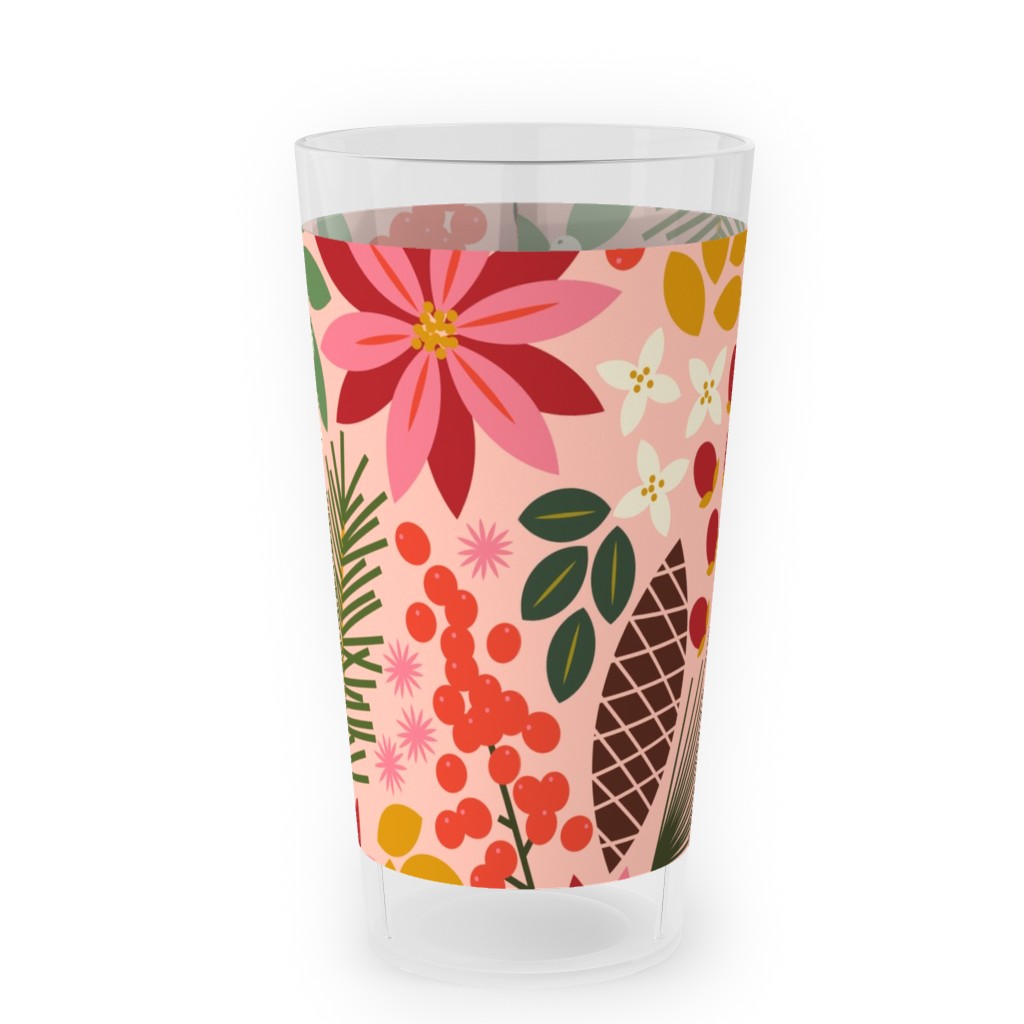Pinecones and Berries - Pink Outdoor Pint Glass | Shutterfly