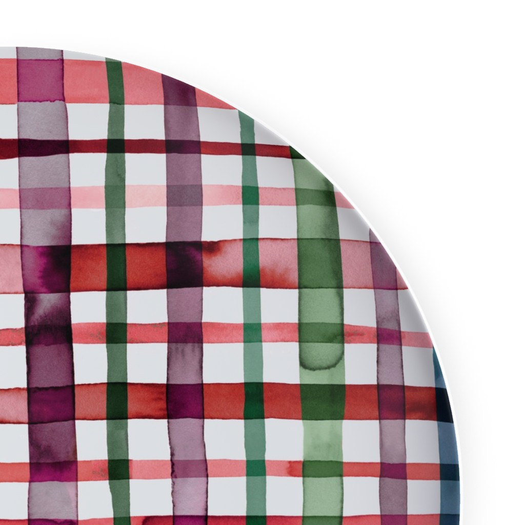 Watercolor Gingham - Red and Green Plates | Shutterfly