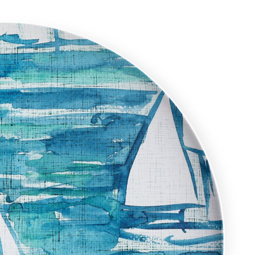 Sailboats Sailing Watercolor Loosely Painted - Blue Plates | Shutterfly