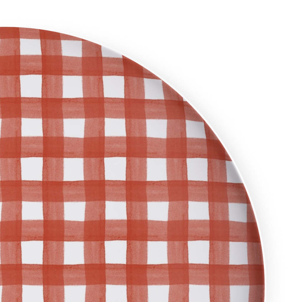 Red Watercolor Gingham Plates | Shutterfly