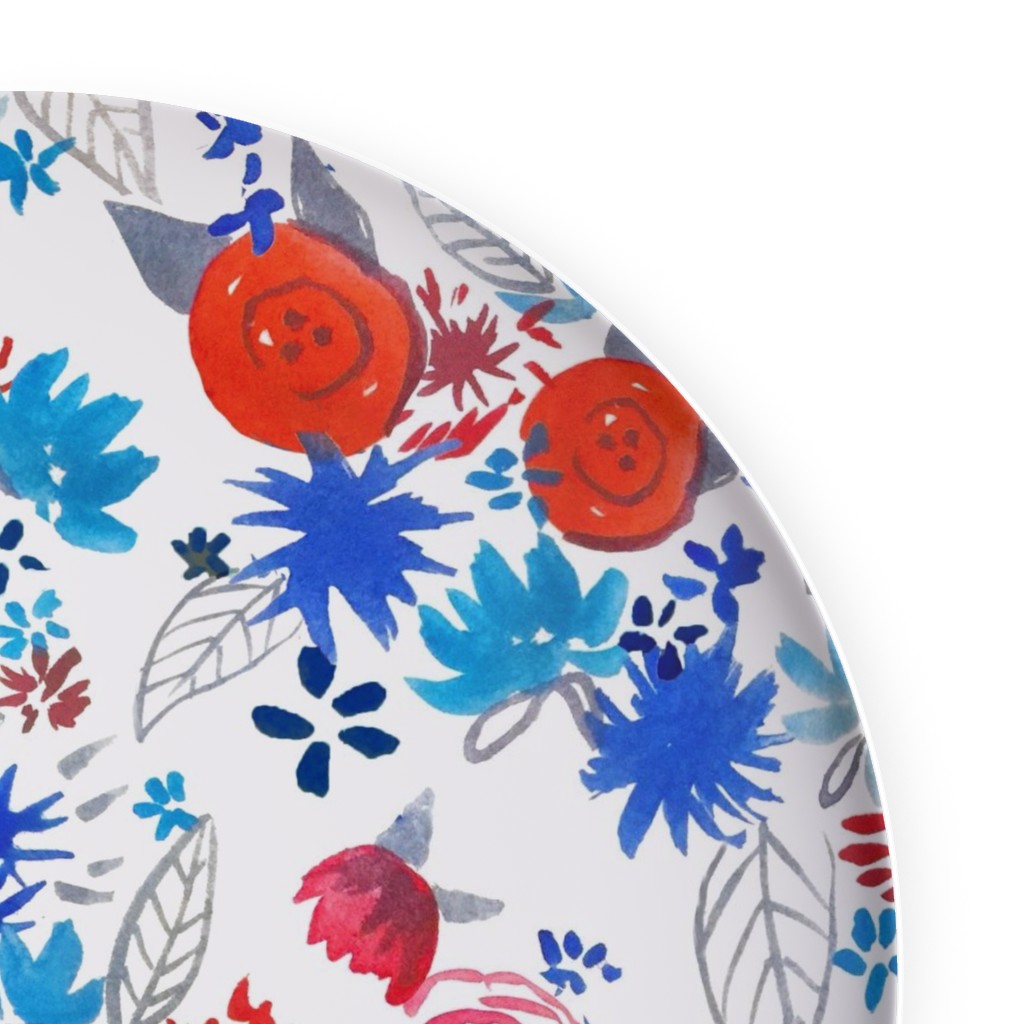 Patriotic Watercolor Floral - Red White and Blue Plates | Shutterfly