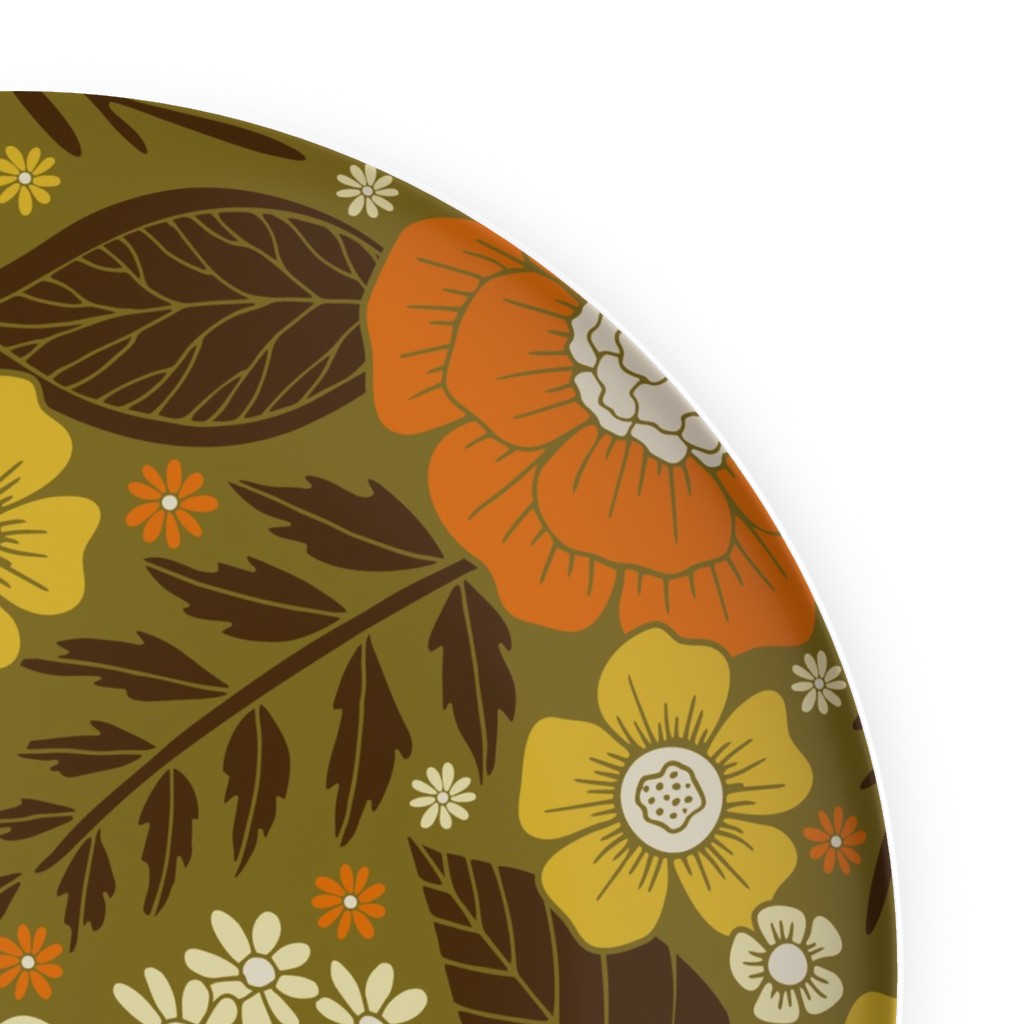 1970s Retro/Vintage Floral - Yellow and Brown Plates | Shutterfly