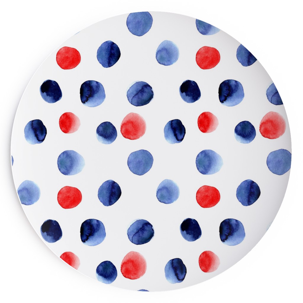Red and Blue Watercolor Dots Salad Plate | Shutterfly