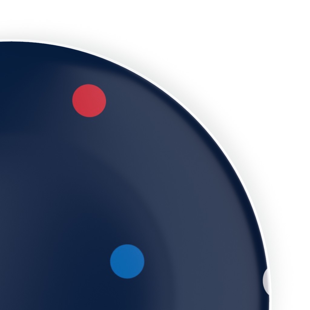 Mixed Polka Dots - Red White and Royal on Navy Blue Salad Plate ...