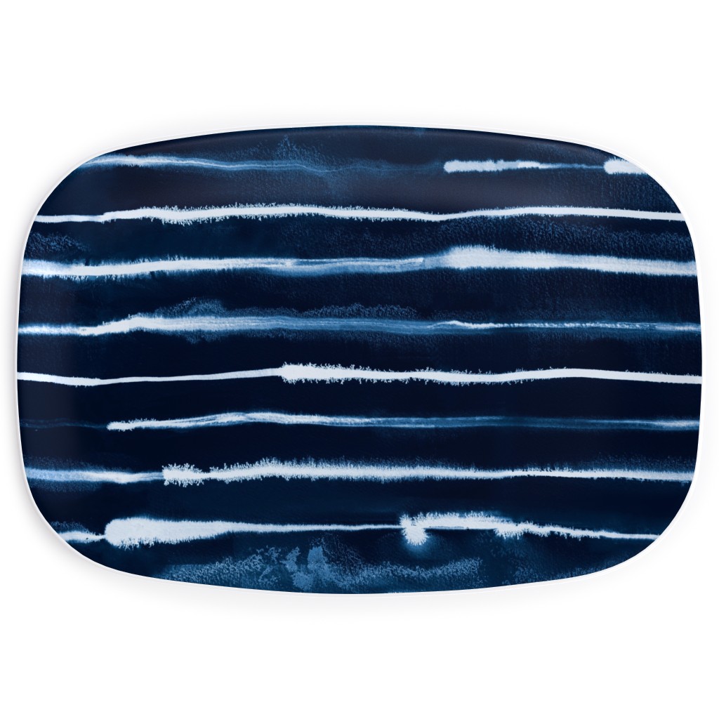 Ikat Watercolor Stripes - Navy Serving Platter | Shutterfly