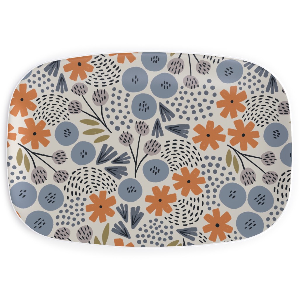 Phyllis Floral - Orange and Blue Serving Platter | Shutterfly