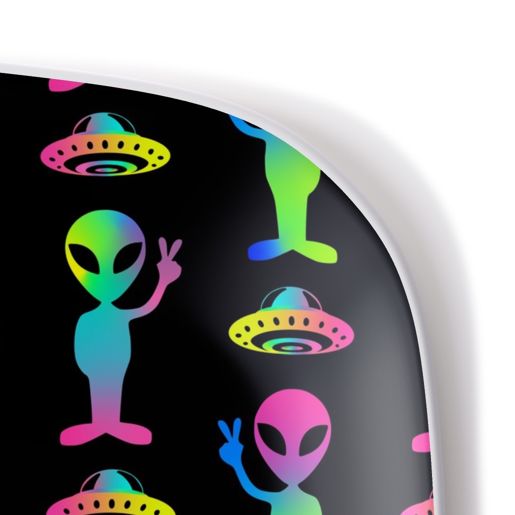 90's Rainbow Aliens and Ufos - Multi on Black Serving Platter | Shutterfly