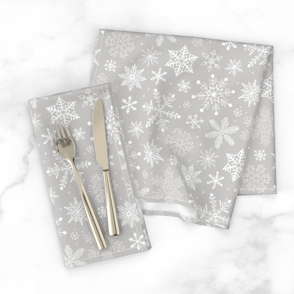 Snowflakes on Gray Cloth Napkin | Shutterfly