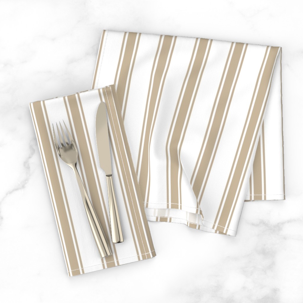 Farmhouse Ticking Stripe - Tan Cloth Napkin | Shutterfly