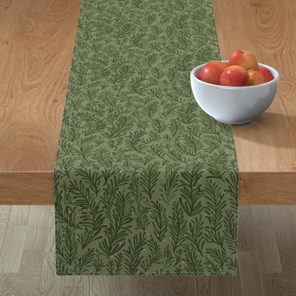 Snow - Green Table Runner | Shutterfly