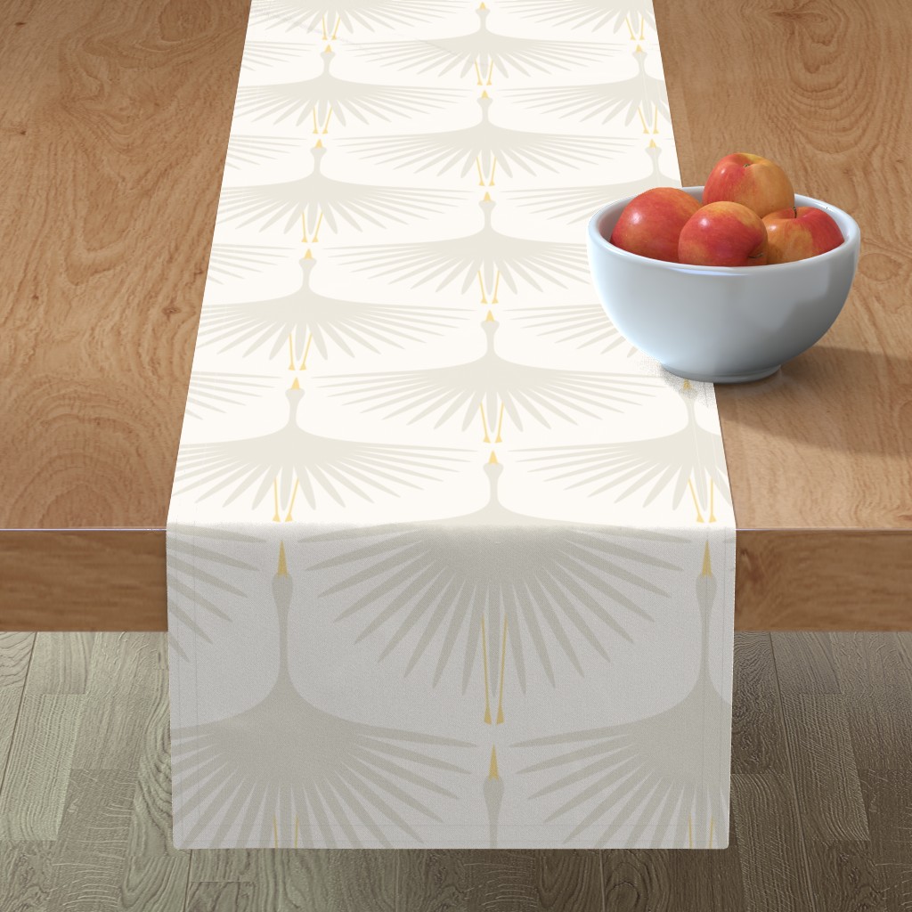 Art Deco Swans - Off-White on Off-White Table Runner | Shutterfly