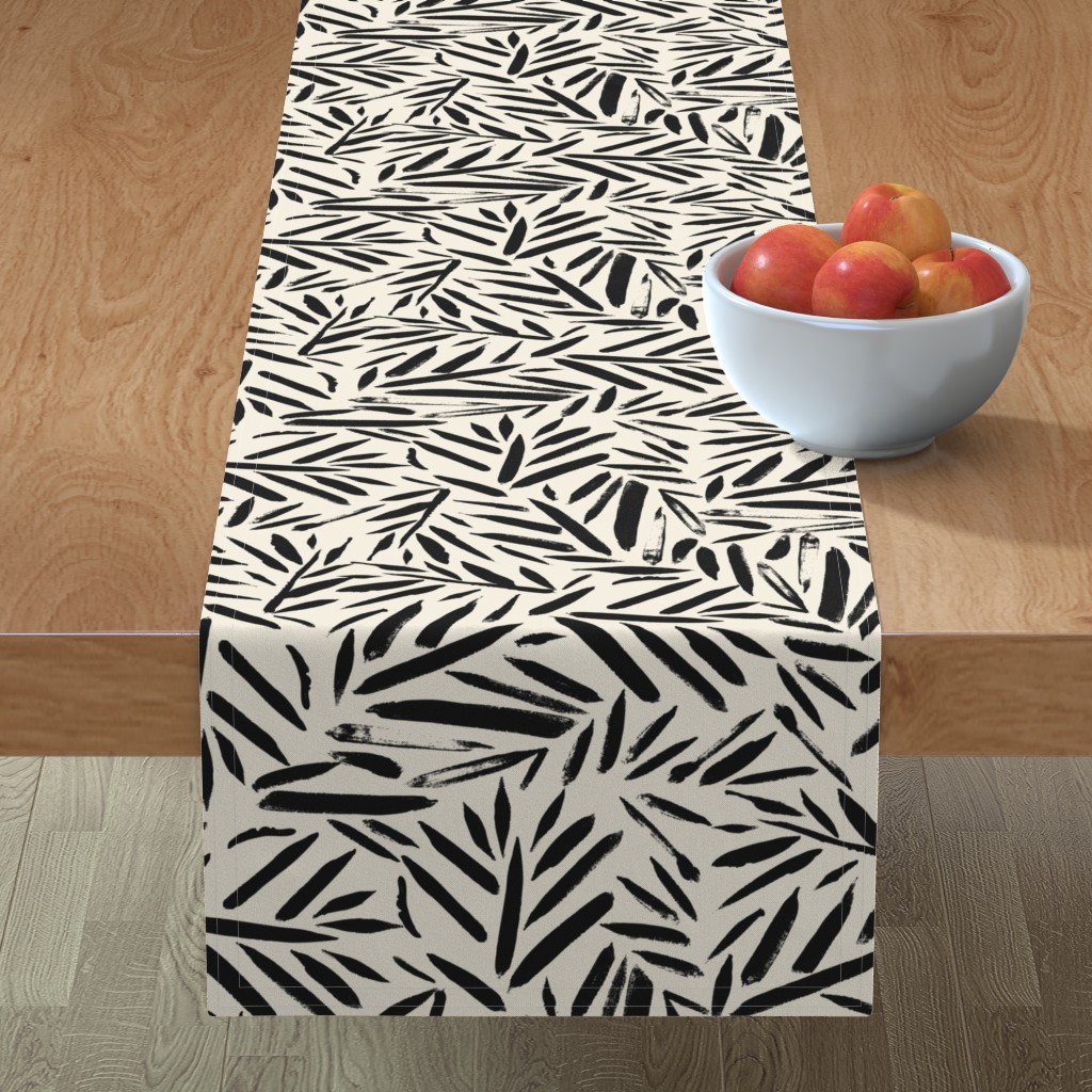 Brushstroke Leaves - Black and Cream Table Runner | Shutterfly
