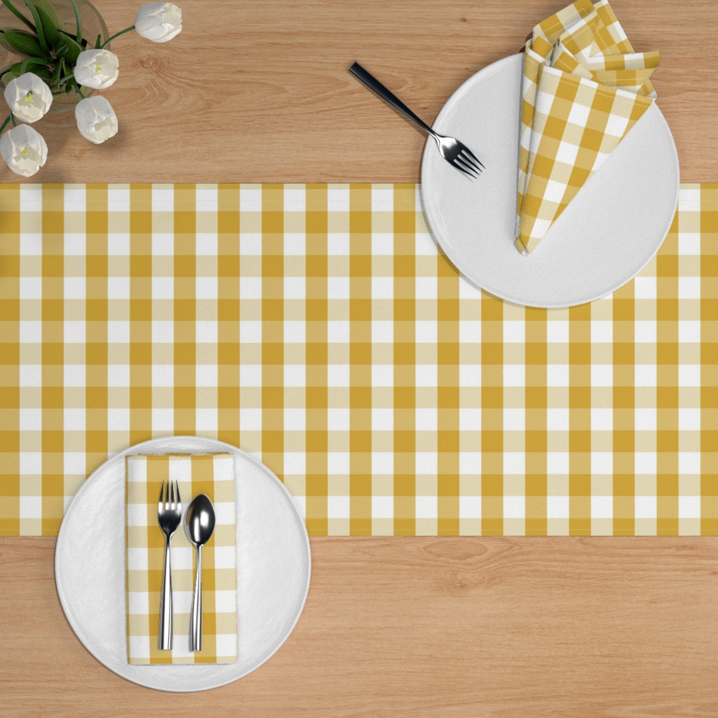 Gingham Check Tartan - Yellow Table Runner | Shutterfly