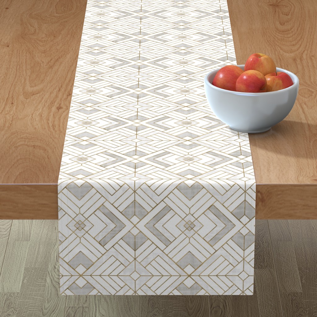 Vintage Lennox Deco - White & Gold Table Runner | Shutterfly