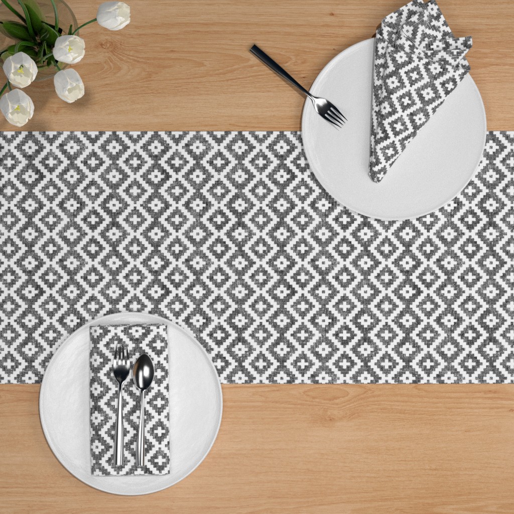 Textured Aztec - Black and White Table Runner | Shutterfly