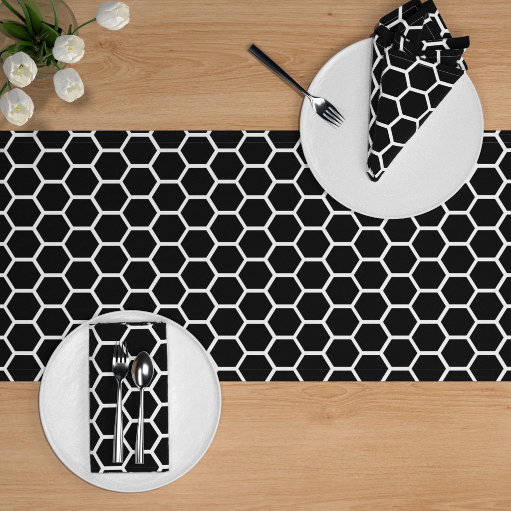 Honeycomb Hexagon - Black and White Table Runner | Shutterfly