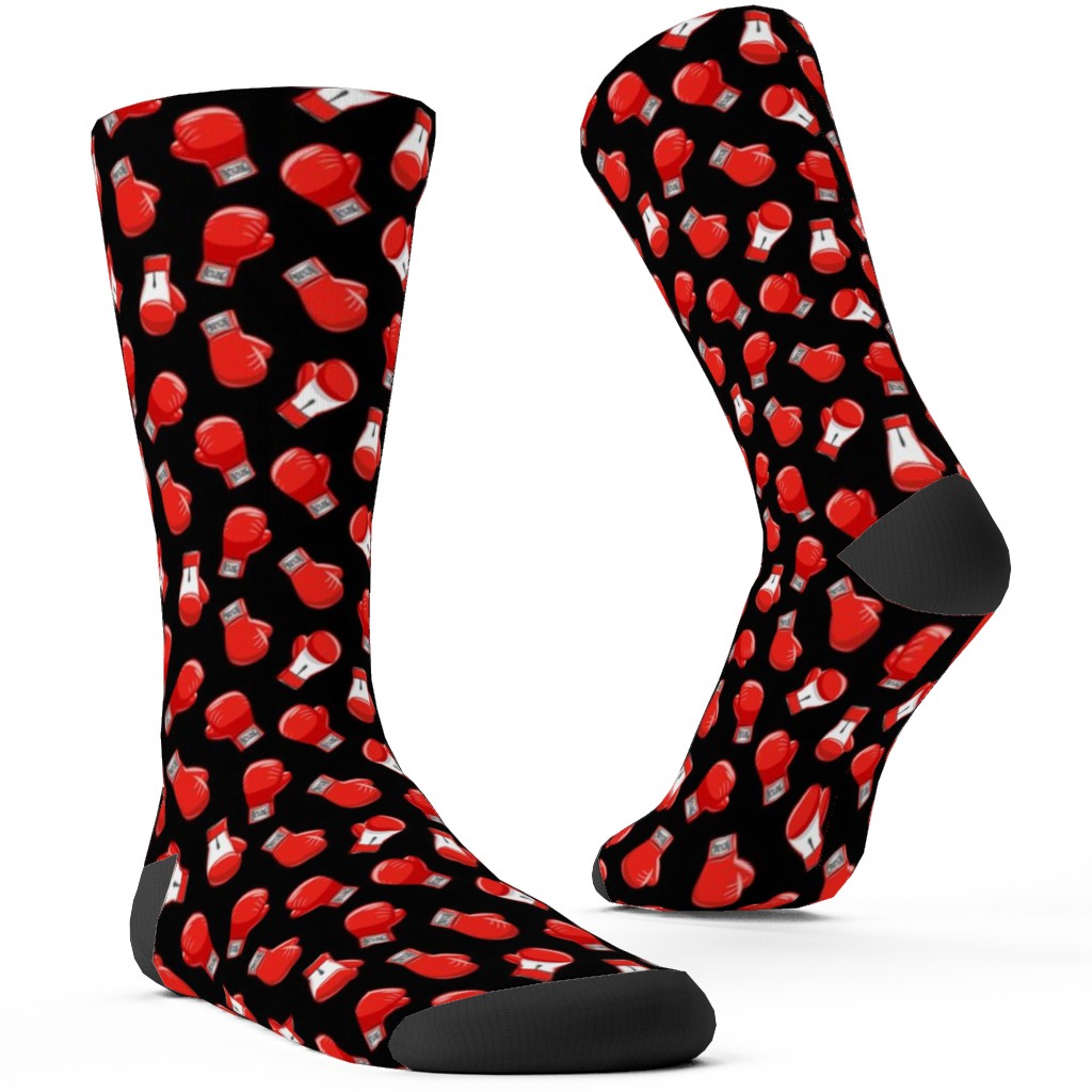 Boxing Gloves - Red on Black Custom Socks | Shutterfly