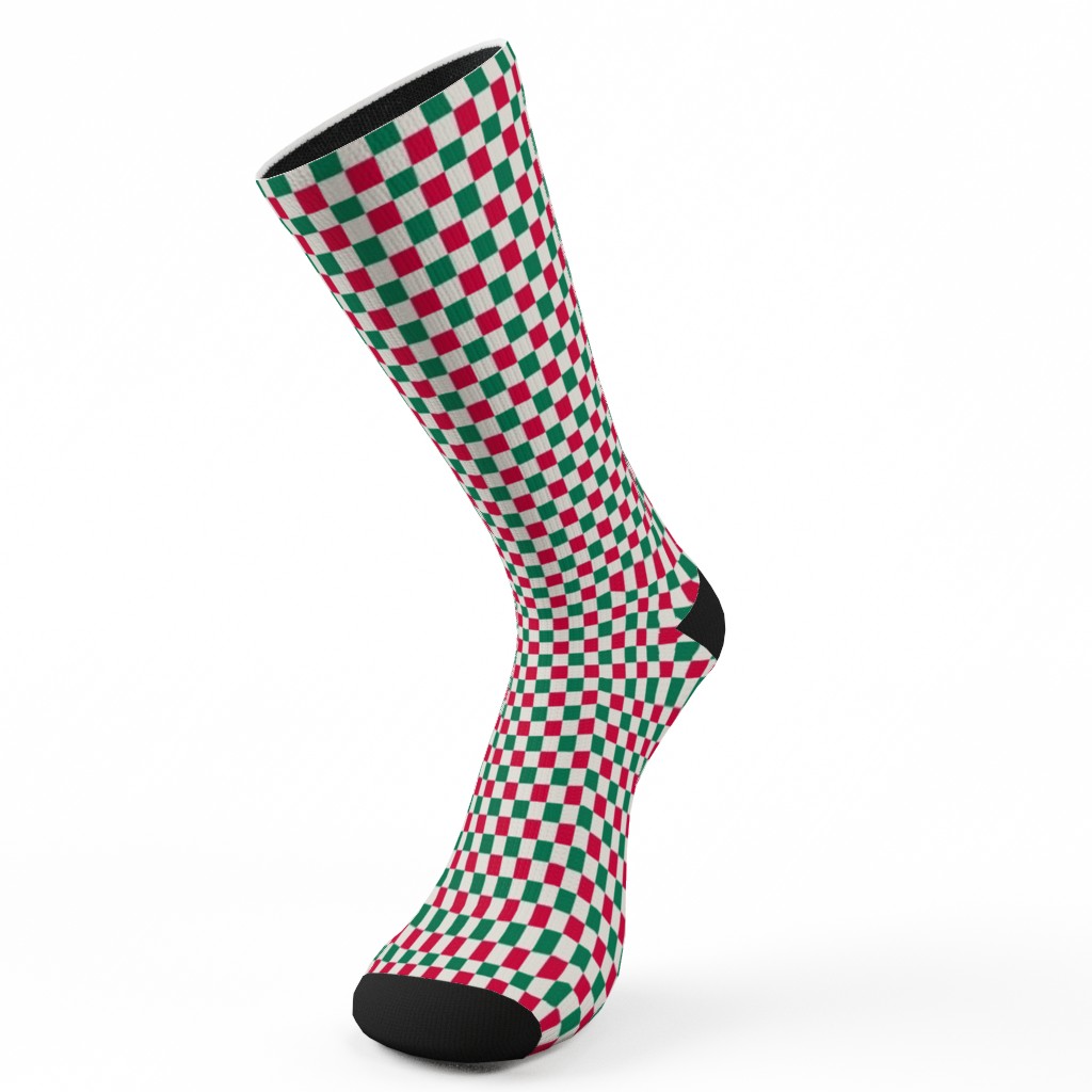 Winter Gingham - Red and Green Custom Socks | Shutterfly