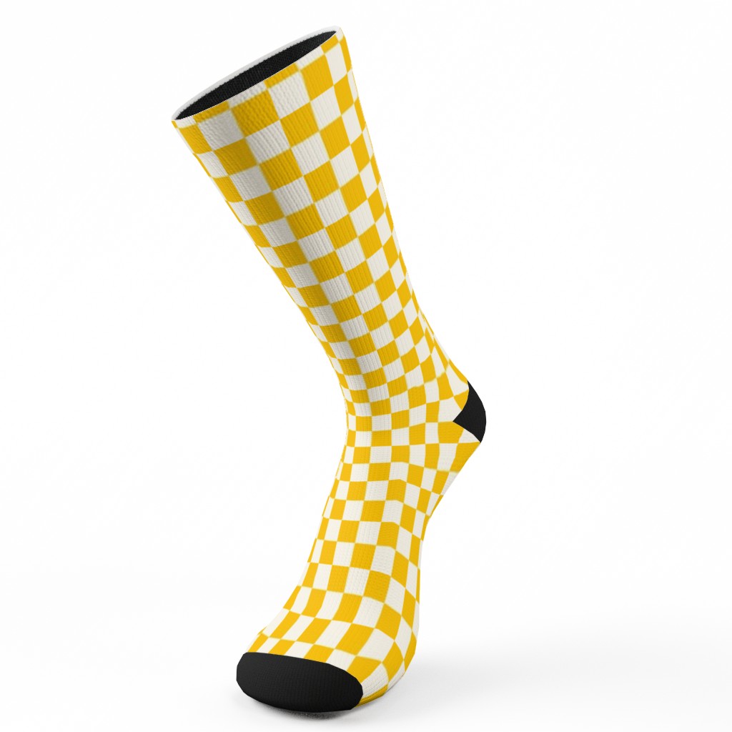 Checkered Pattern - Yellow Custom Socks | Shutterfly