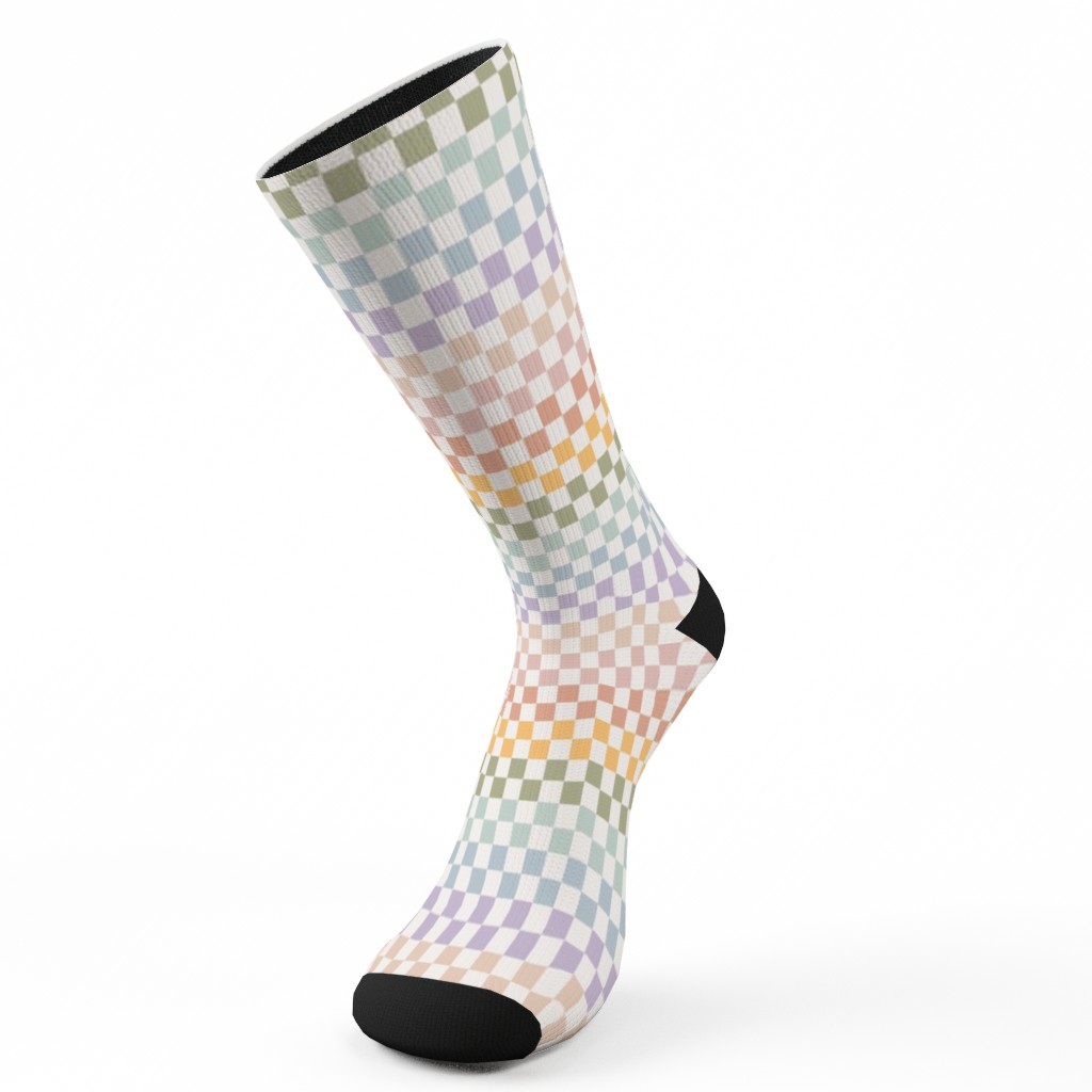 Boho Rainbow Checks Plaid - Multi Custom Socks | Shutterfly