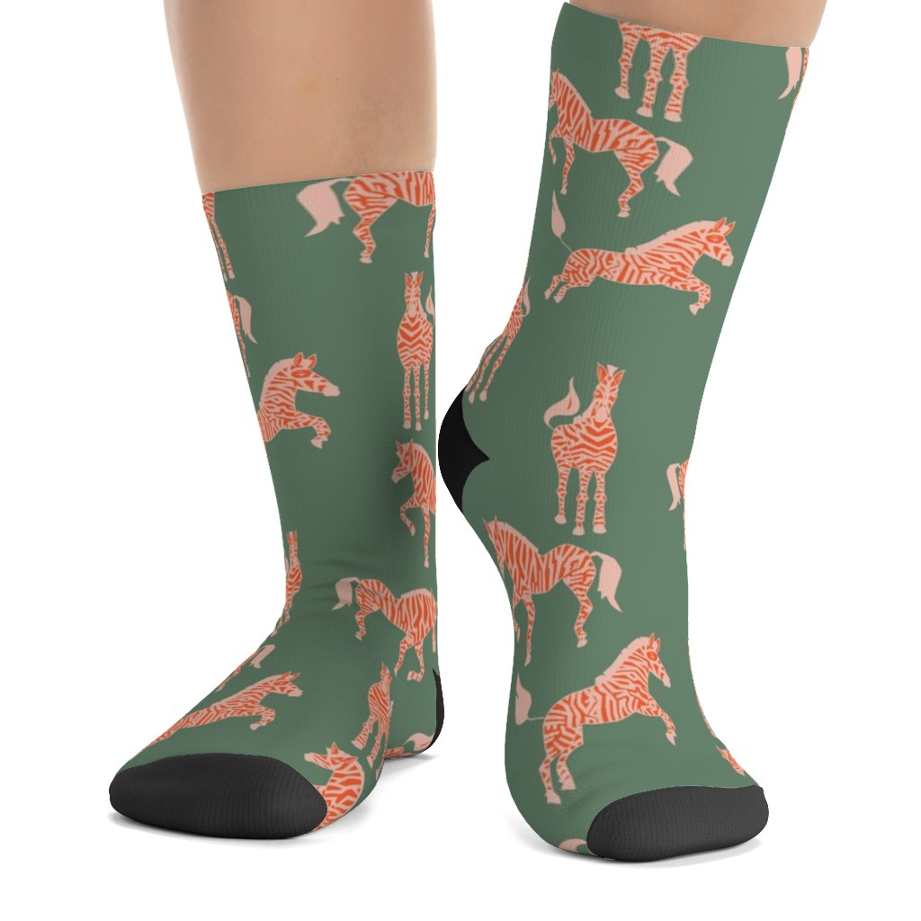 Zebra - Green and Pink Custom Socks | Shutterfly