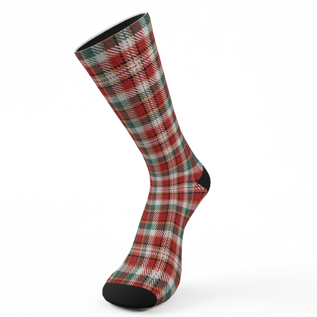 Fuzzy Look Christmas Plaid - Red and Green Custom Socks | Shutterfly