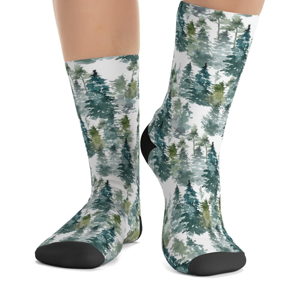 Woodland Trees Watercolor - White Custom Socks | Shutterfly