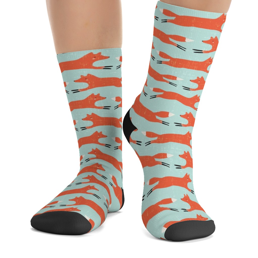 Little Orange Fox - Orange and Green Custom Socks | Shutterfly