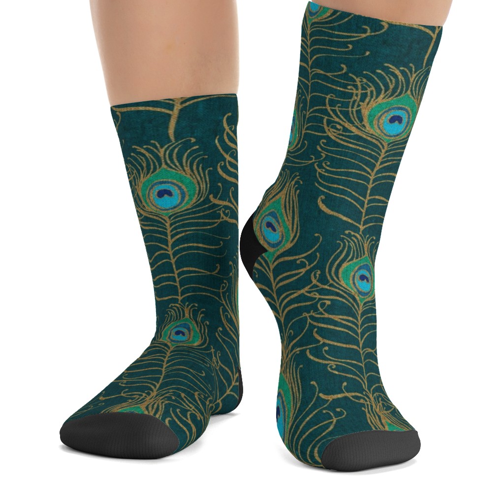 Peacock Feather Nouveau - Emerald Custom Socks | Shutterfly