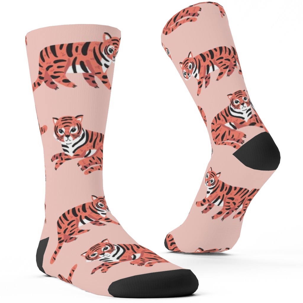 Jungle Tigers - Blush and Coral Custom Socks | Shutterfly