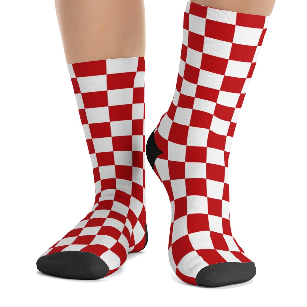 Checkerboard - Red and White Custom Socks | Shutterfly