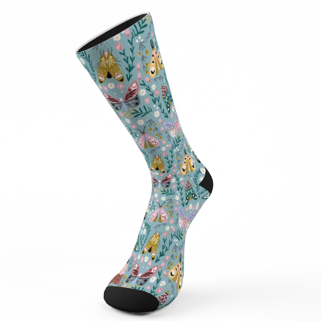 Spring Floral and Butterflies - Blue Custom Socks | Shutterfly