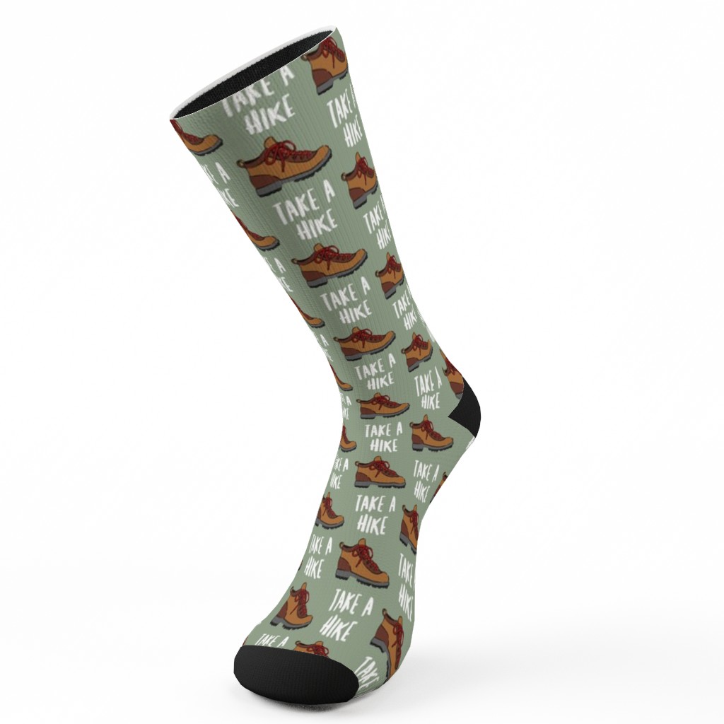 Hiking, Take a Hike - Green Custom Socks | Shutterfly