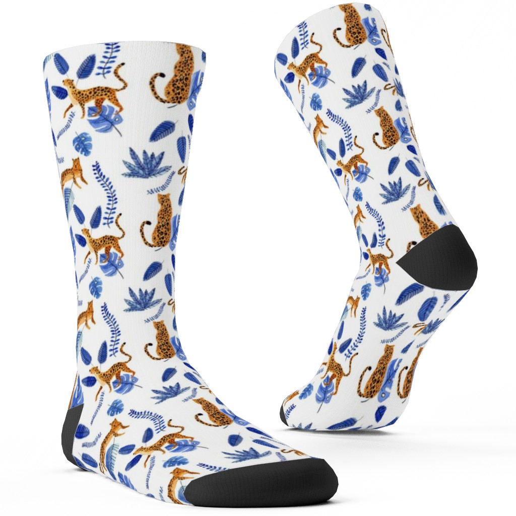 Leopard Tropical Exotic - Blue Custom Socks | Shutterfly