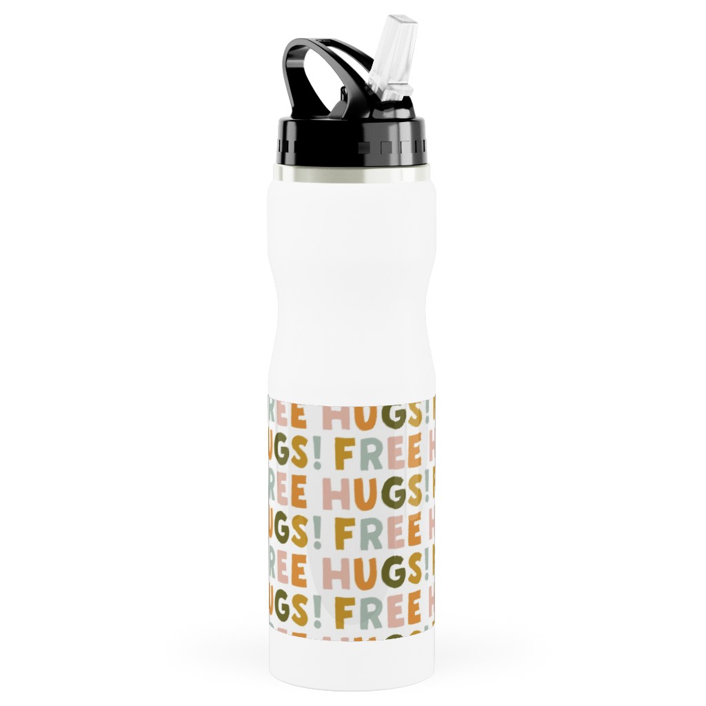 Free Hugs! - Multi Warm Stainless Steel Water Bottle with Straw ...