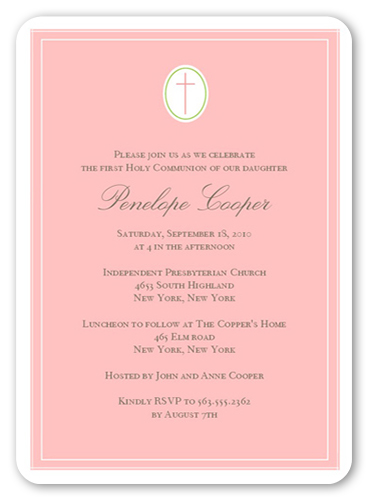 Communion Cross Pink Communion Invitation | Shutterfly