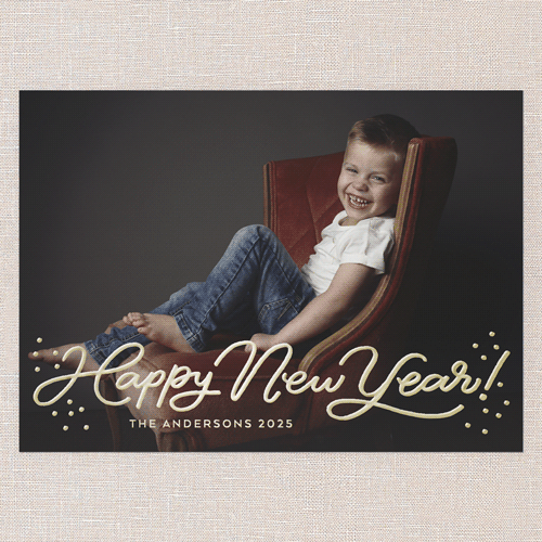 Classic New Year 5x7 Personalized Foil Card by Elk Design | Tiny Prints