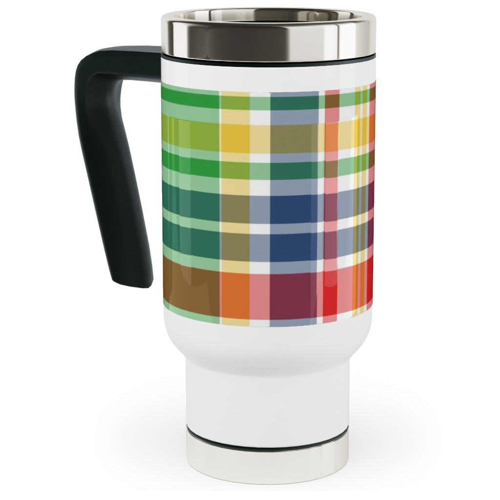 Plaid - Multi Bright Travel Mug with Handle | Shutterfly