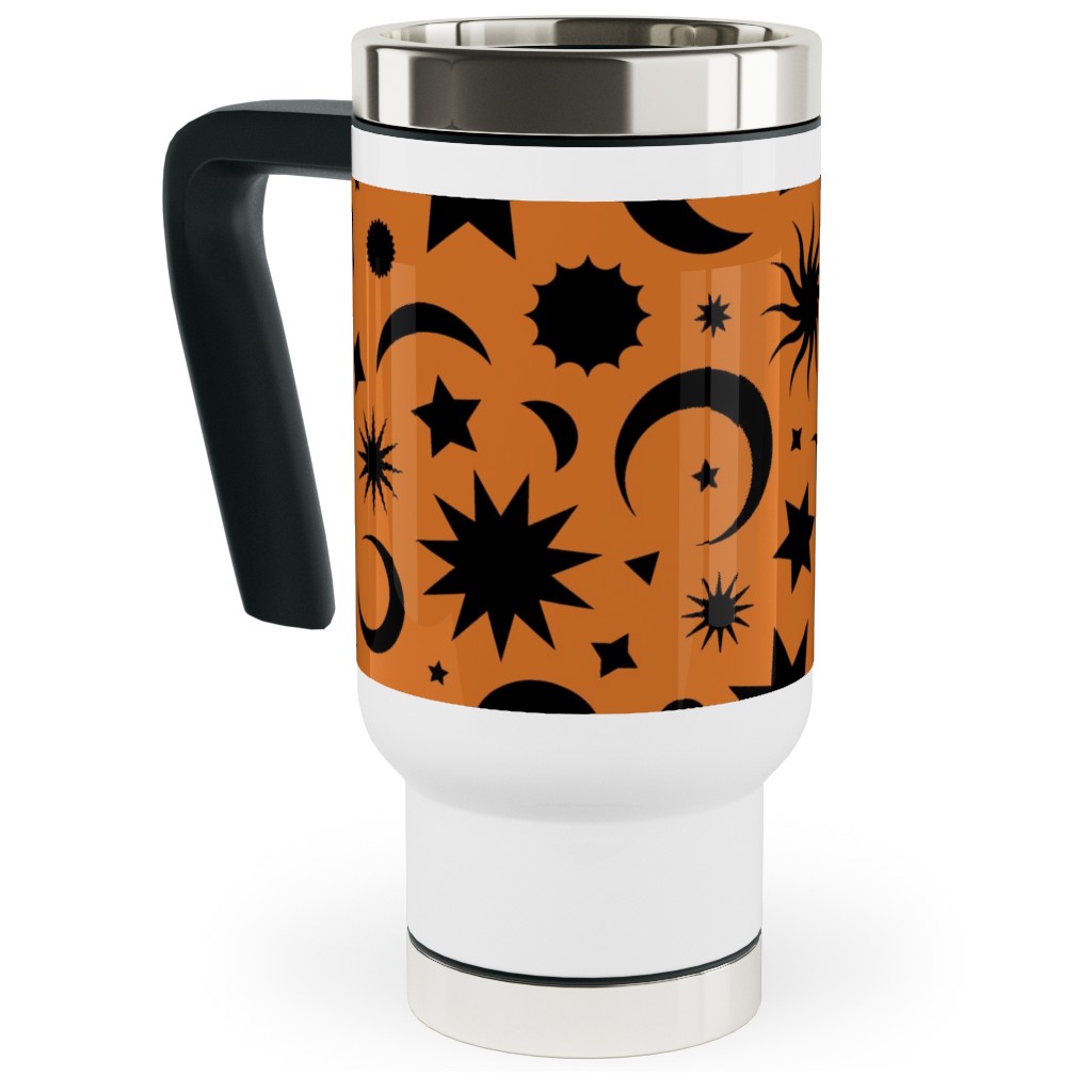Celestial Kilim - Orange and Black Travel Mug with Handle | Shutterfly
